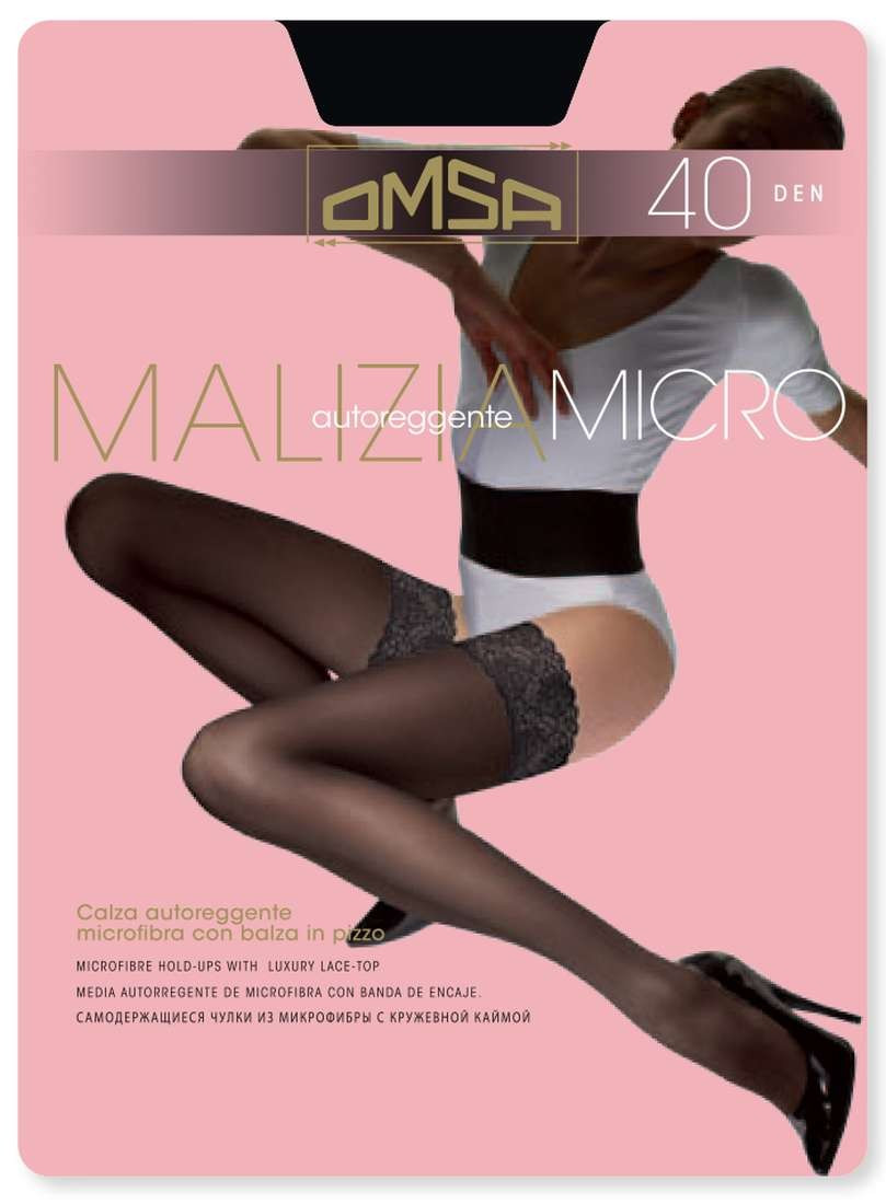 Calza autoreggente Omsa Malizia Micro 40 - Calza autoreggente coprente in microfibra 40 denari ...